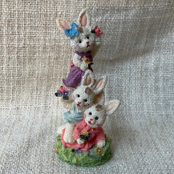 Vintage | Accents | Spring Easter Figurine Vintage Country Rabbits ...